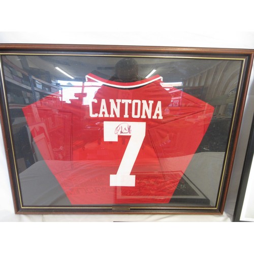 Four Eric Cantona framed prints to incl. Eric Cantona signed Manchester ...