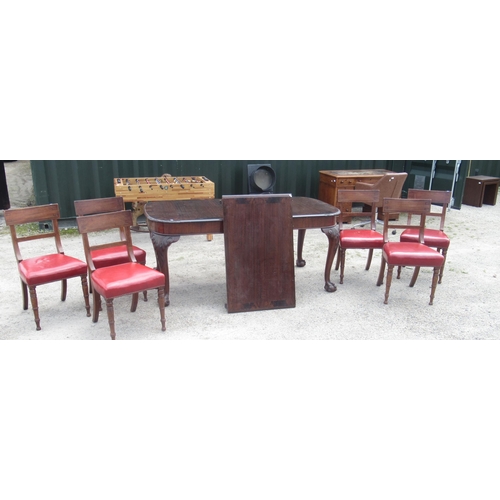 George 111 style mahogany extending dining table, shaped top on scroll ...
