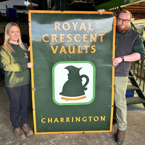 Large Royal Crescent Vaults Charrington enamel sign, 179cm x 118.3cm ...