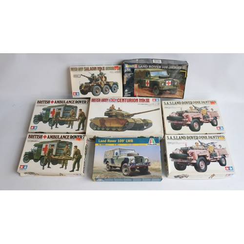 Collection of eight post war British themed 1/35 scale plastic model ...