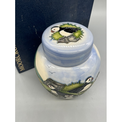 Moorcroft Pottery 'Puffin' ginger jar and lid, designed by Carol Lovatt ...