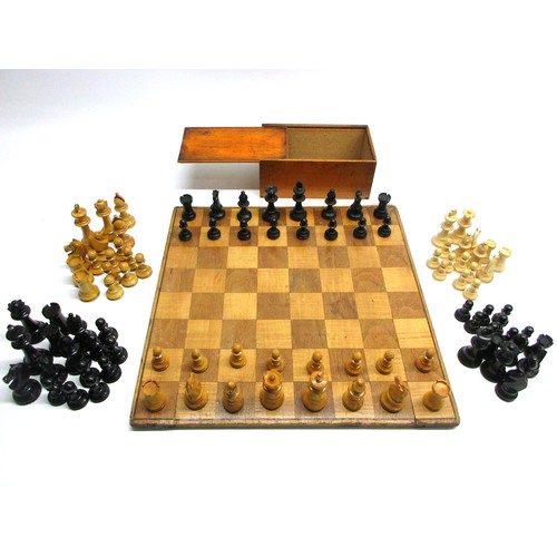 Collection of chess paraphernalia to inc. 20th Century stained ...