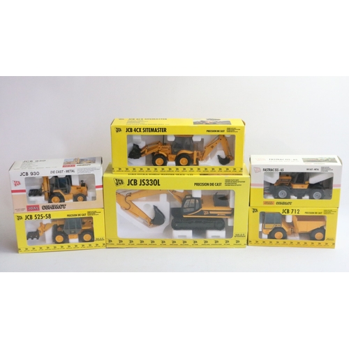 Collection of six 1/35 scale diecast JCB plant machinery models from ...
