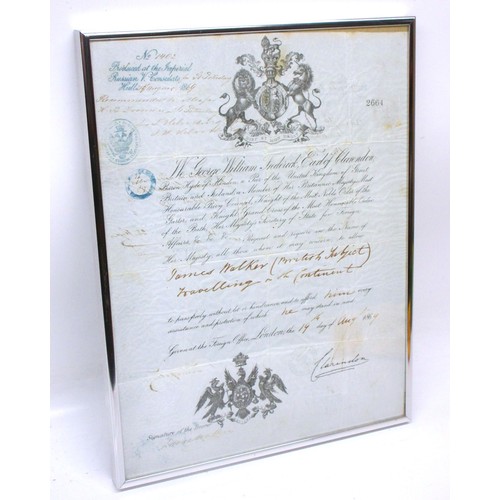 Framed Victorian passport for James Walker to travel the Continent ...