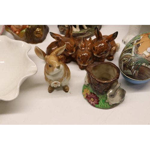Assorted collection of cat, rabbit & other animal themed ceramics inc ...