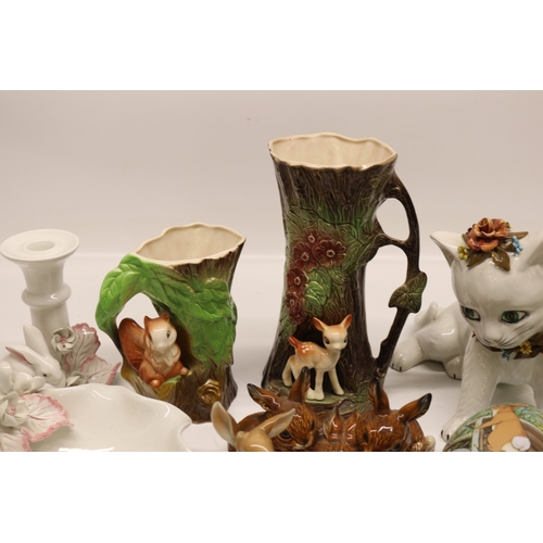 Assorted collection of cat, rabbit & other animal themed ceramics inc ...