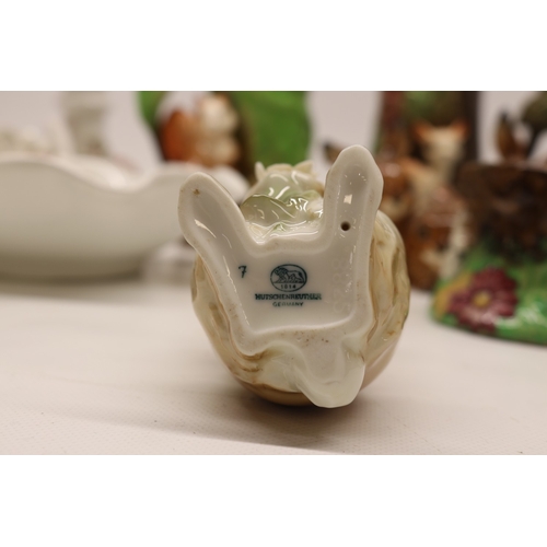 Assorted collection of cat, rabbit & other animal themed ceramics inc ...