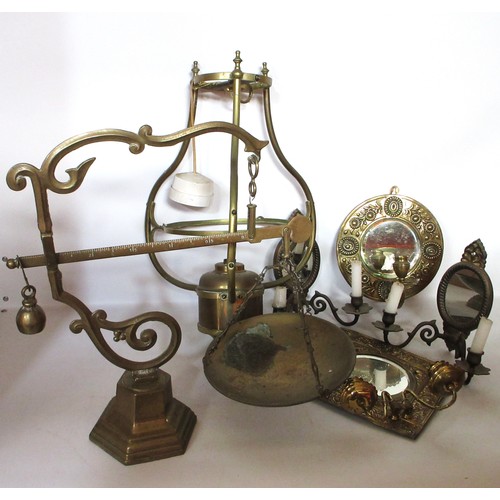 Good selection of brass - mirror sconces, lighting and scales. Bevelled ...