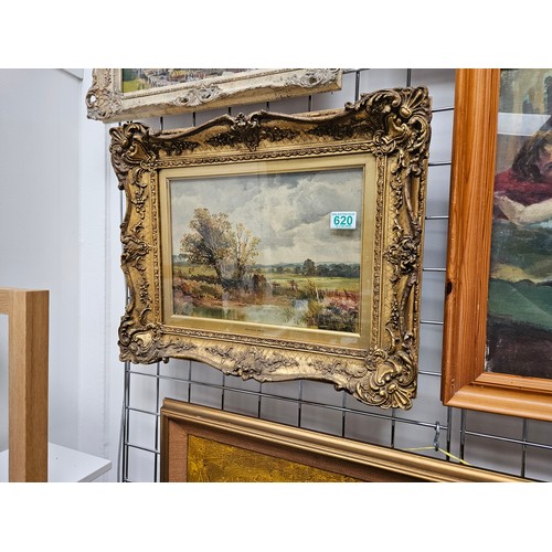 Antique oil painting in gold guilt frame. Signed by Reginald Smith