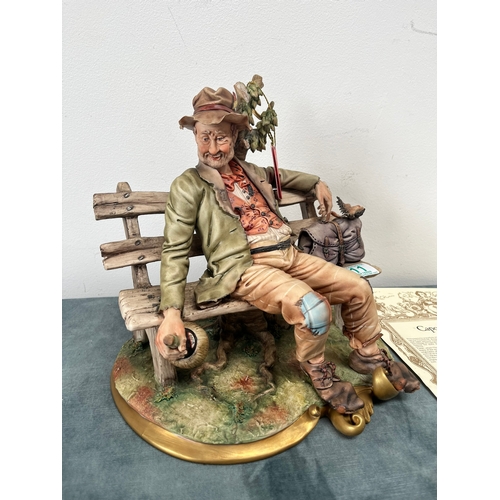 Large Capo-di Monte porcelain Tramp on Bench. Sculptured by Volta. Sold ...