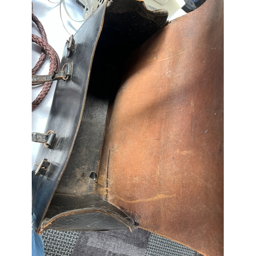 Vintage leather British Rail train drivers bag