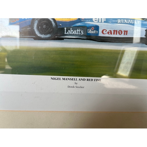 Nigel Mansell and Red Five Formula 1 F1 print signed Derek Stocker