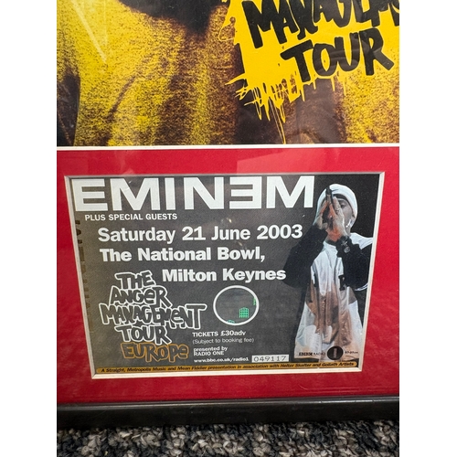 Framed Eminem picture and original ticket from 2003 show in Milton Keynes