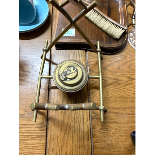 Antique copper kettle with burner and brass stand - Makers mark for ...