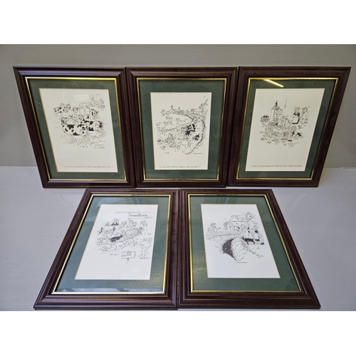 5 Original Henry Brewis Etchings In Mahogany Frames