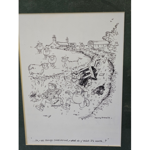 5 Original Henry Brewis Etchings In Mahogany Frames