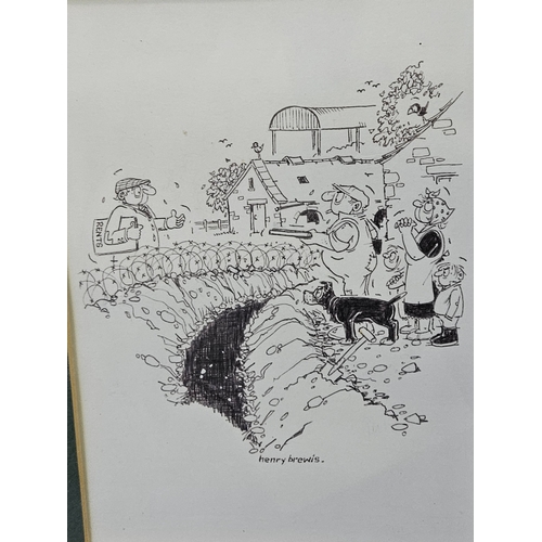 5 Original Henry Brewis Etchings In Mahogany Frames