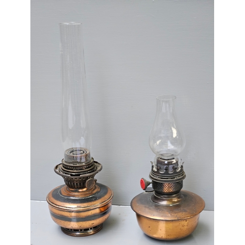 2 Copper Oil Vessel Lamps
