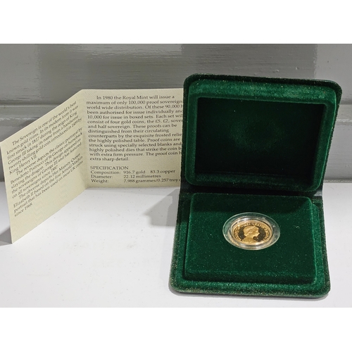 A Royal Mint Queen Elizabeth 11 1980 Gold Proof Sovereign Encapsulated ...