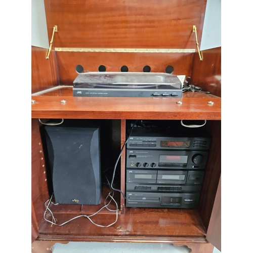 Mahogany Inlaid Music Cabinet With JVC Dual Converter System, Speaker ...