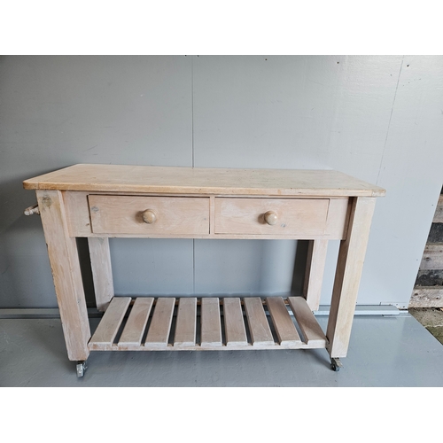 Pine Kitchen Work Bench With Drawers H80cm W123cm D43cm