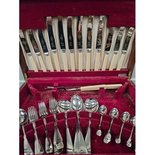 Mahogany Cutlery Box & Assorted Cutlery