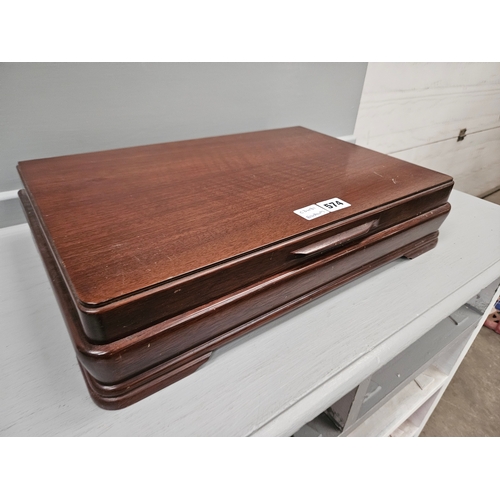 Mahogany Cutlery Box & Assorted Cutlery