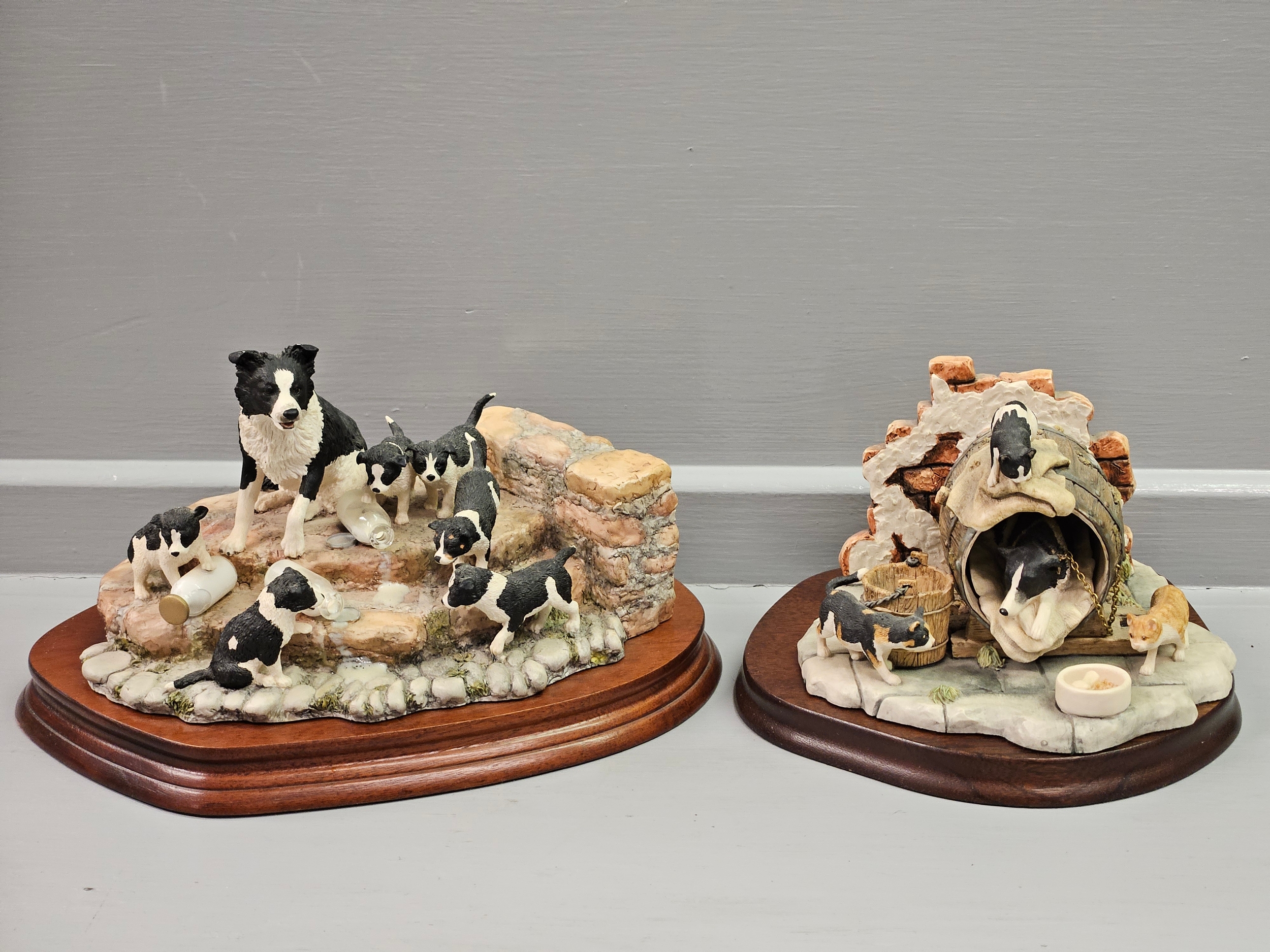 Border Fine Arts 'Spilt Milk' JH99 By R Ayres & 'Let Sleeping Dogs Lie ...