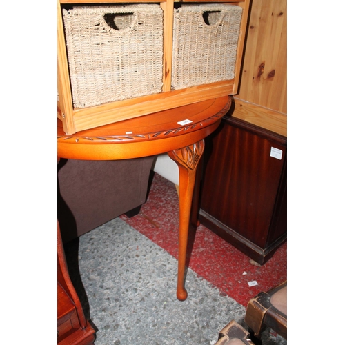 MAHOGANY/SATIN WOOD HALF ROUND HALL TABLE