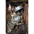 BOX OF BRASS AND COPPERWARE
