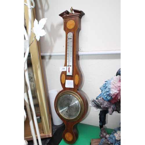 MAHOGANY INLAID BANJO BAROMETER