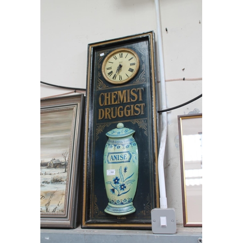 MODERN CHEMIST/DRUGGISTS SIGN AND CLOCK