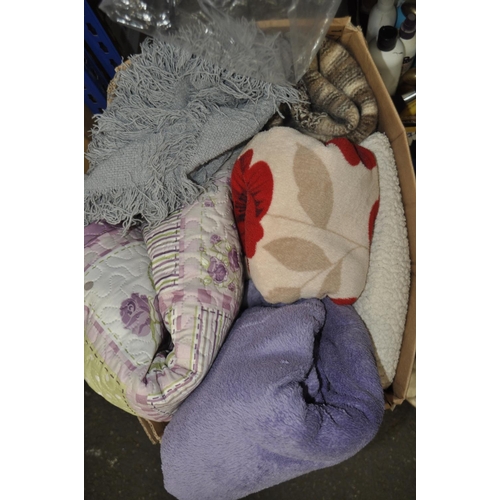 LARGE BOX OF BLANKETS AND THROWS