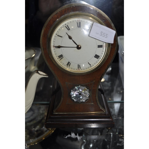 ANTIQUE MOTHER OF PEARL INLAID MANTLE CLOCK WITH KEY