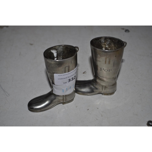 PAIR OF WELL MADE SILVER COLOURED METAL BOOTS, POSSIBLY BRASS, WITH NAN ...