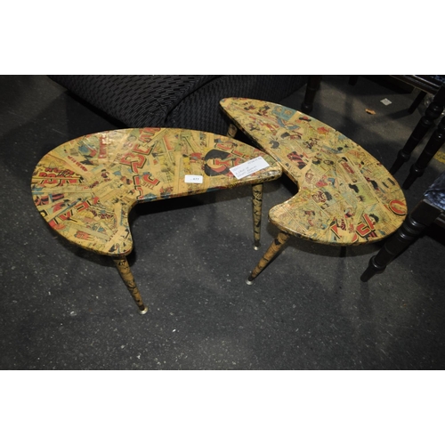 PAIR OF RETRO 'BEANO' COMIC TABLES