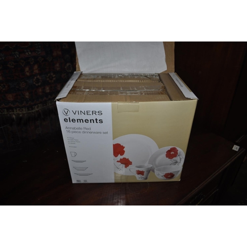 BRAND NEW AND SEALED VINERS 16 PIECE ANNABEL RED DINNERWARE SET