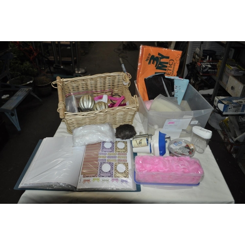 BOX AND BASKET OF CRAFT RELATED ITEMS INC IMPERIAL KNIT MASTER, BOX OF ...