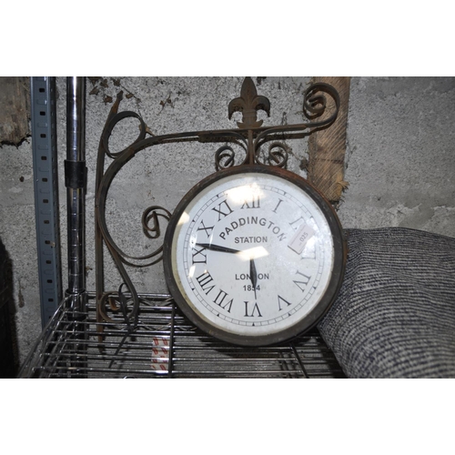 PADDINGTON STATION OUTSIDE TWIN DOUBLE SIDED WALL CLOCK