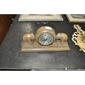 VINTAGE ELEPHANT MANTEL CLOCK PLUS A VINTAGE BAROMETER/THERMOMETER