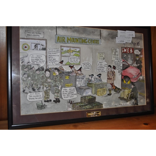 FRAMED MILITARY CARTOON - A LEAVING GIFT TO COLONEL MAC DATED 1995 ...