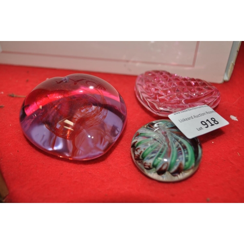 A WATERFORD CRYSTAL PINK HEART WITH CAITHNESS TRUE HEART PAPERWEIGHT ...