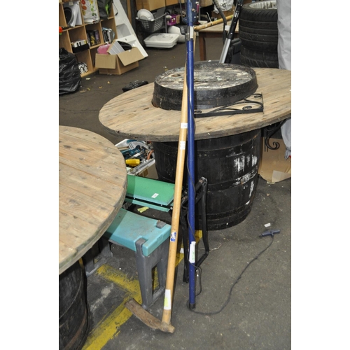 A REEDY VISQUIE HANDLED MATTOCK AND THE LONG HANDLED ADJUSTABLE LOPPERS