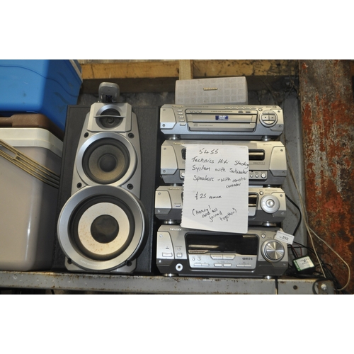 A TECHNICS HI-FI SYSTEM INCLUDING SUBWOOFER SPEAKERS AND REMOTE CONTROL