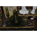 A lovely collection of green and red art glass objet d'art including ...