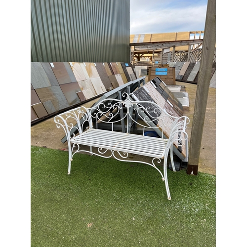 White Metal Ornate Bench