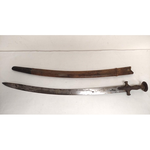 Antique Victorian Indian army Talwar sword with leather scabbard and ...