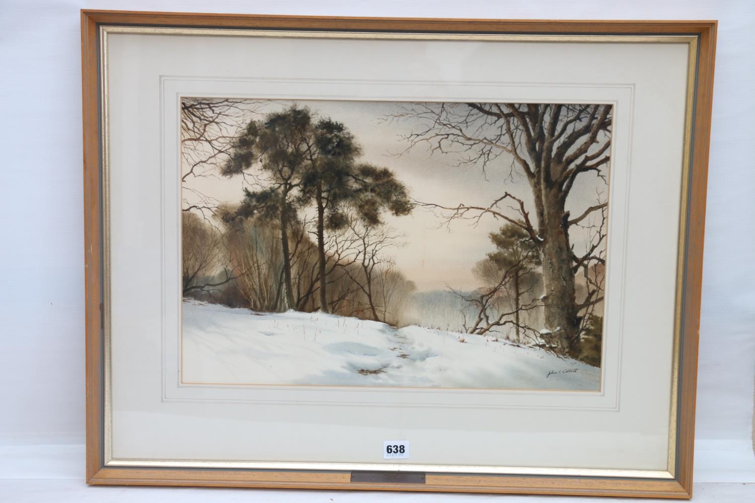JOHN S GILLIATT, Colinton Dell in Winter, watercolour, signed and dated ...
