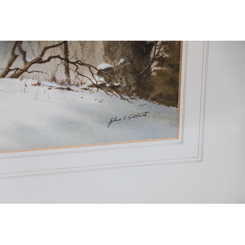 JOHN S GILLIATT, Colinton Dell in Winter, watercolour, signed and dated ...