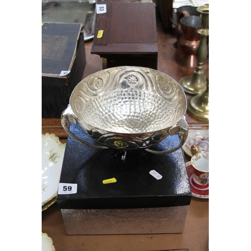 Taneez of Pakistan hammered metal bowl, with three elephant handles ...